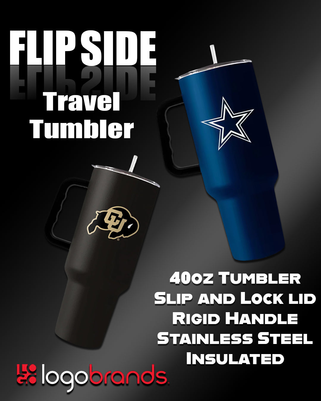 Flipside 40oz Travel Tumbler by Logo Brands – JR'S SPORTS