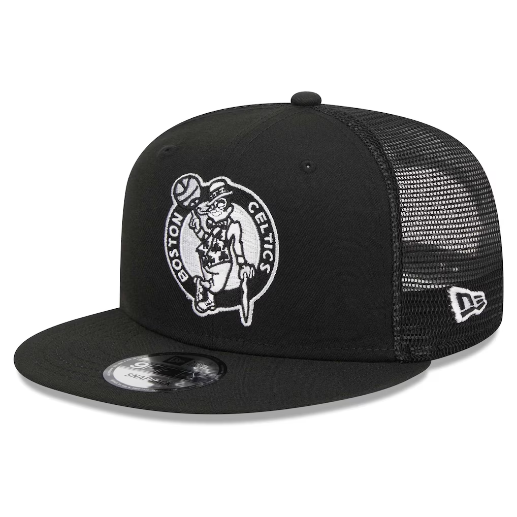 BOSTON CELTICS EVERGREEN TRUCKER 9FIFTY SNAPBACK HAT - BLACK/WHITE – JR ...