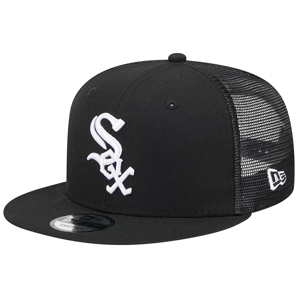 CHICAGO WHITE SOX EVERGREEN TRUCKER 9FIFTY SNAPBACK HAT - BLACK/WHITE ...