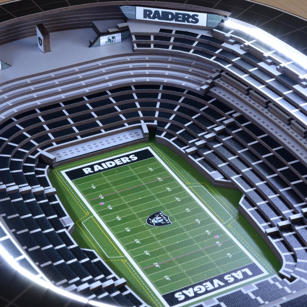 LAS VEGAS RAIDERS 25 LAYER 3D STADIUM LIGHTED END TABLE – JR'S SPORTS