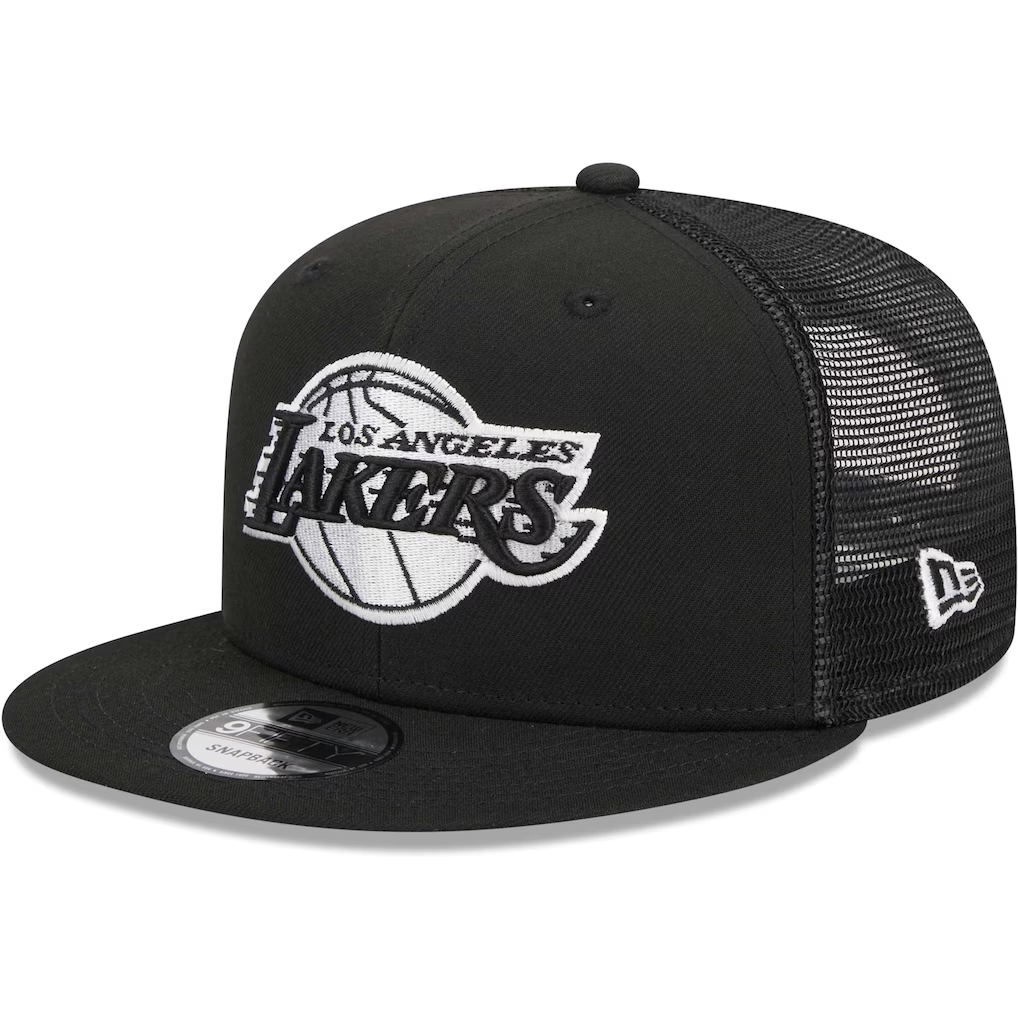 LOS ANGELES LAKERS EVERGREEN TRUCKER 9FIFTY SNAPBACK HAT - BLACK/WHITE ...