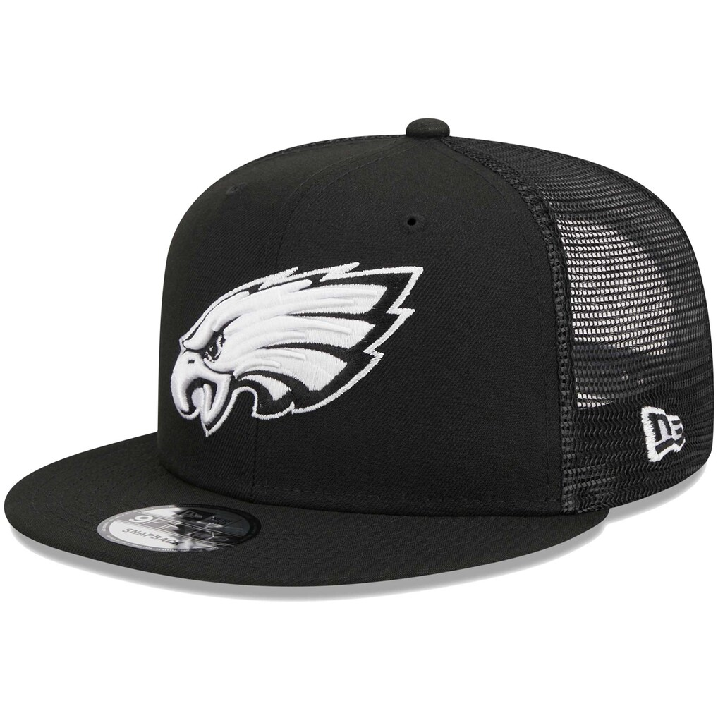 PHILADELPHIA EAGLES EVERGREEN TRUCKER 9FIFTY SNAPBACK HAT - BLACK/WHIT ...