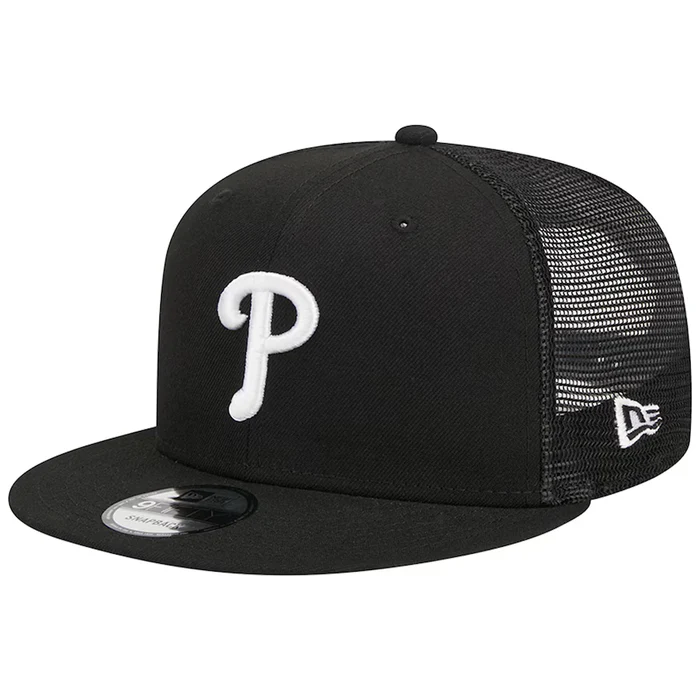 PHILADELPHIA PHILLIES EVERGREEN TRUCKER 9FIFTY SNAPBACK HAT - BLACK/WH ...
