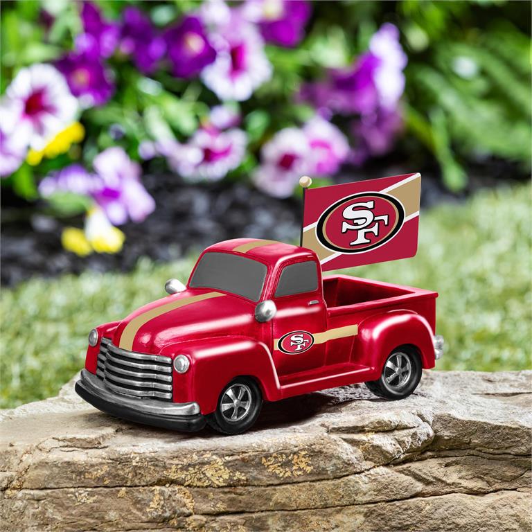 SAN FRANCISCO 49ERS 9" RALLY TRUCK GARDEN STATUE WITH FLAG – JR'S SPORTS