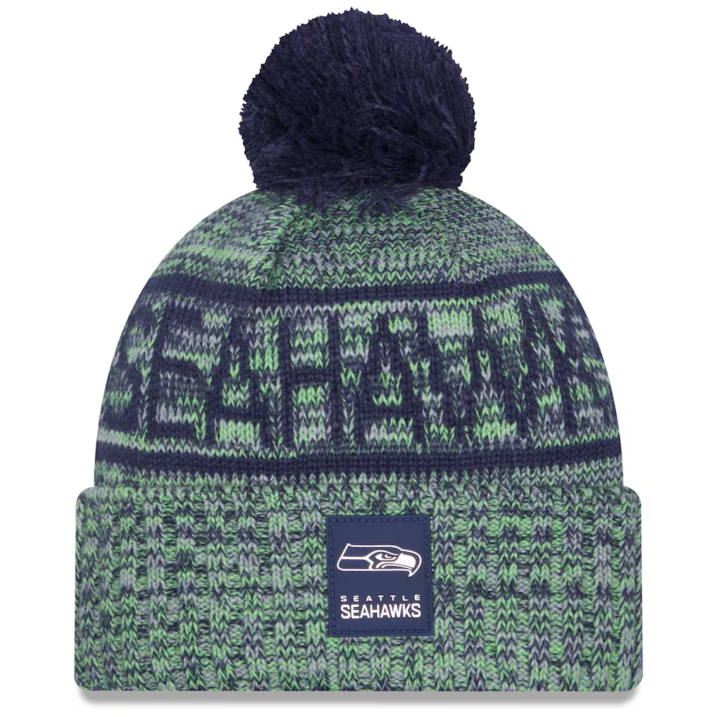 SEATTLE SEAHAWKS 2025 NFL SIDELINE COLD WEATHER CUFFED KNIT WITH POM ...