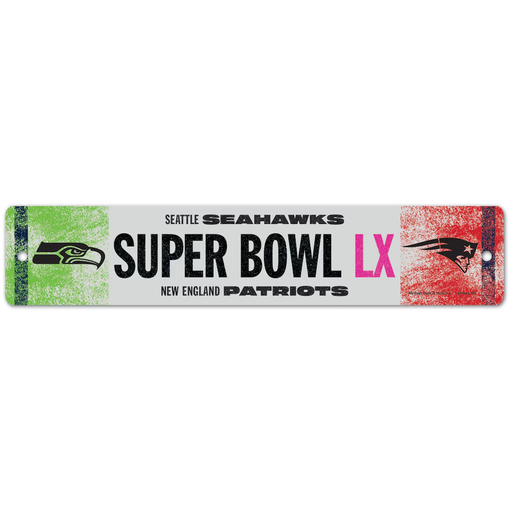 SUPER BOWL LX DUELING 3.75" X 19" PLASTIC STREET SIGN – JR'S SPORTS