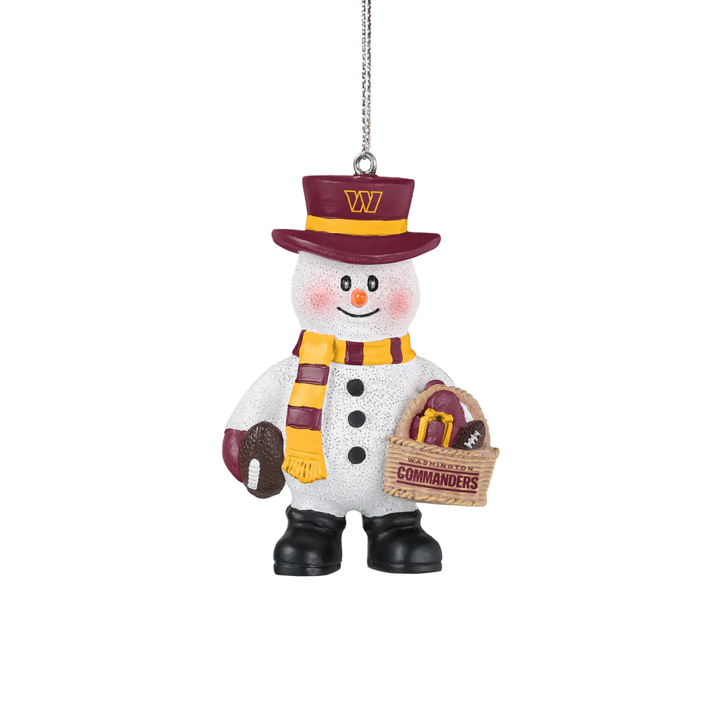 WASHINGTON COMMANDERS BASKET SNOWMAN ORNAMENT – JR'S SPORTS